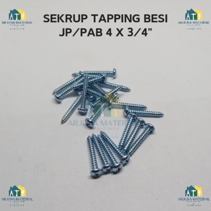 Jual Sekrup Tapping Besi JP/PAB 4 x 3/4" (100pcs) | Shopee Indonesia