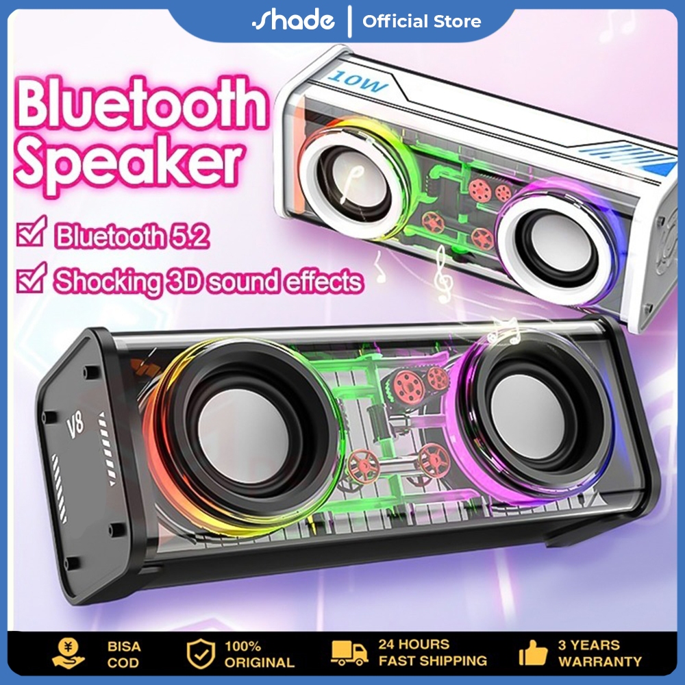Jual Shade Speaker Bluetooth 10W Double Subwoofer Music Speaker RGB LED ...