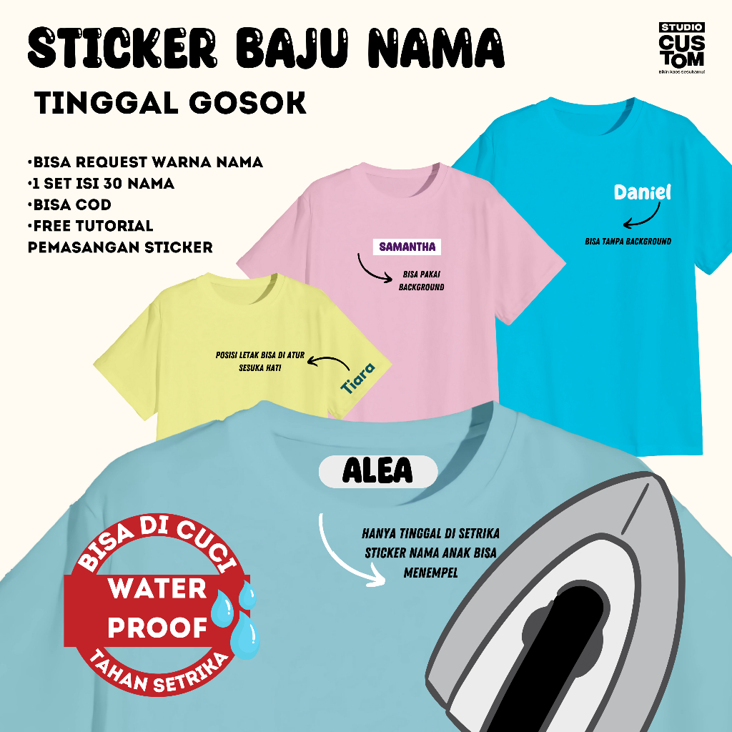 Jual Studiocustom sehari jadi sticker label tempelan kain tag label ...