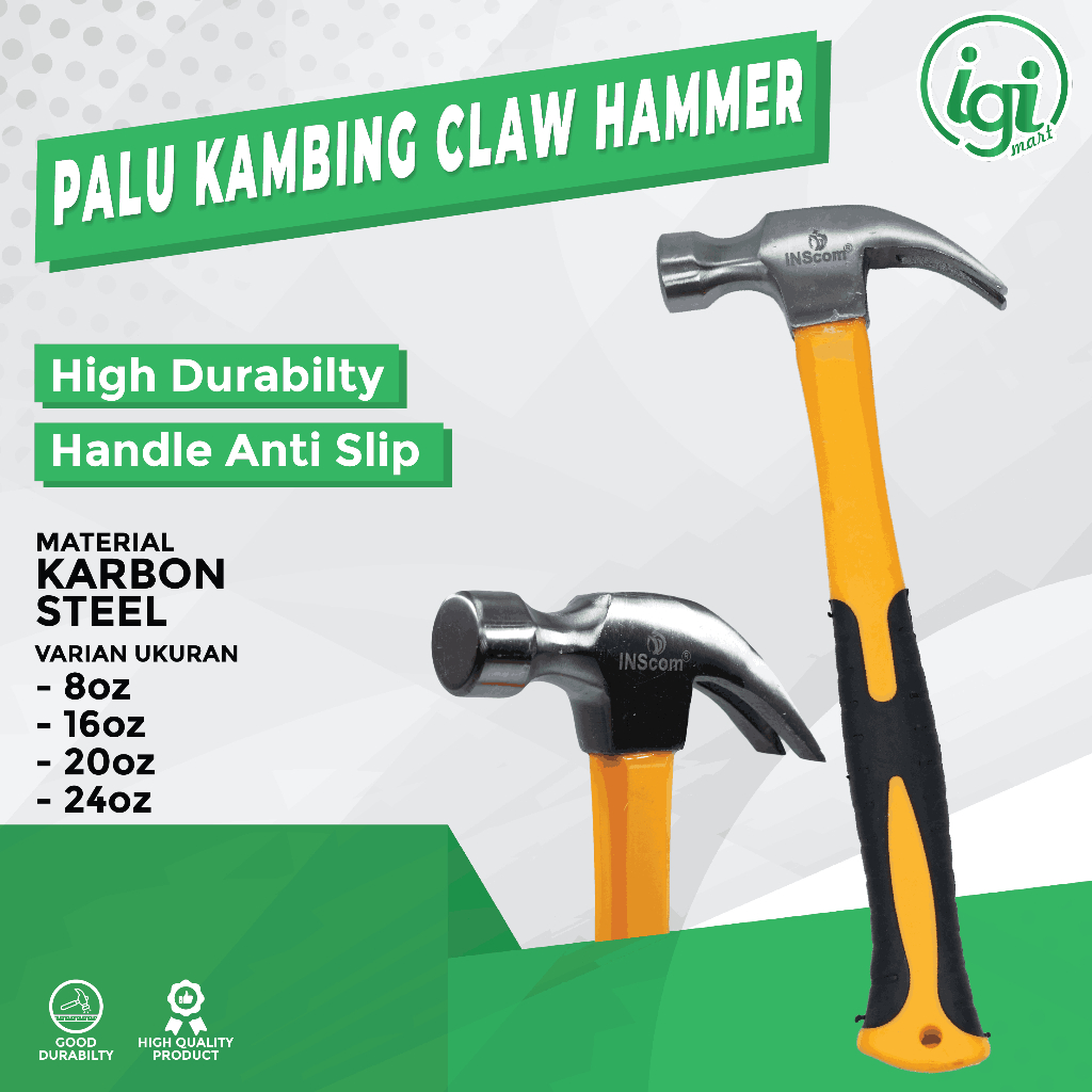 Jual PALU KAMBING MARTIL CUNGKIL BESI PAKU HEAVY DUTY CLAW HAMMER STEEL ...