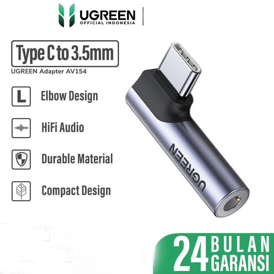 Jual Adapter Converter Ugreen USB Type C to 3.5mm 90 Degree Aux AV154 80384 | Shopee Indonesia