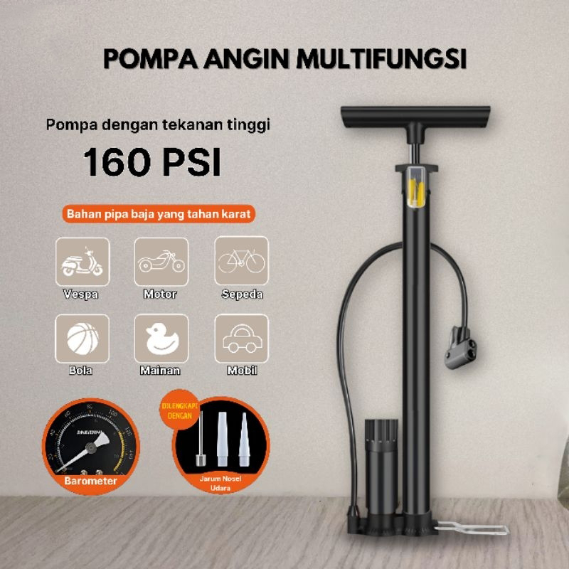 Jual Pompa Angin Sepeda Motor Mobil Tabung Meter Black / High Pressure ...