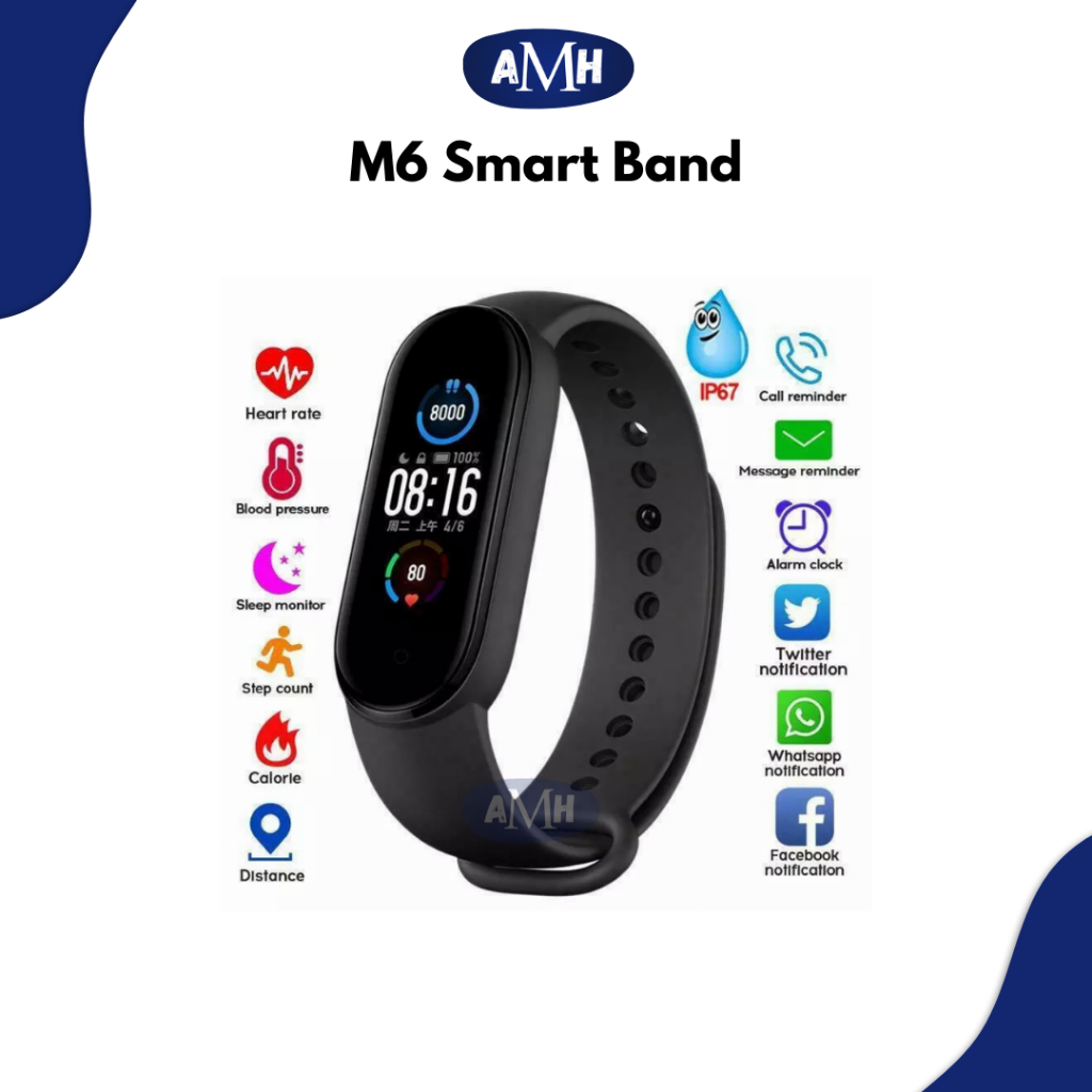 Jual Smart Watch M6 smart fitness band M6 bluetooth Smart Band M6 SPORT Fitness tracker | Shopee ...