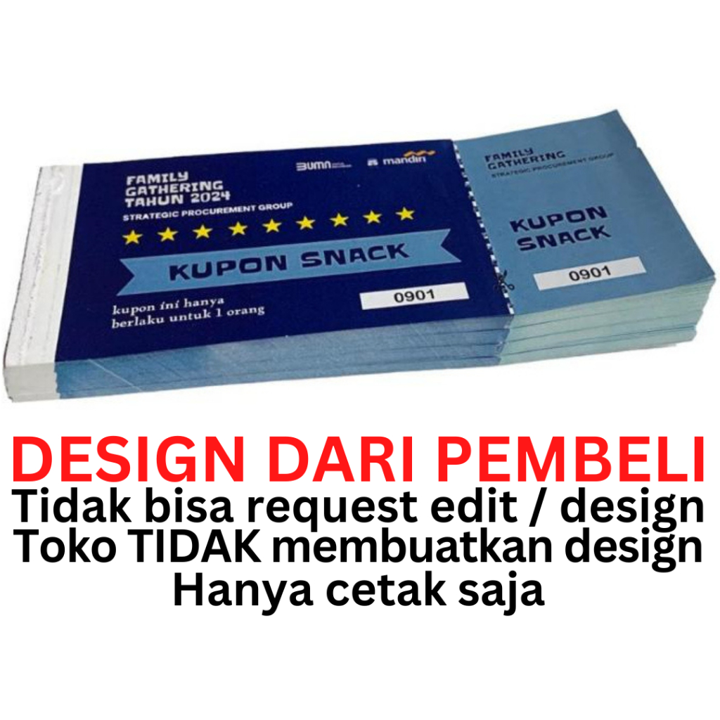 Jual Cetak Kupon Isi 100 Bernomor & Garis Putus Sobek Cacah / Vocer ...