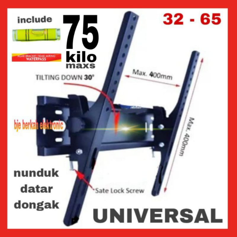 Jual bracket / breket / braket tv led 32 40 55 60 65 in besi tebal ...