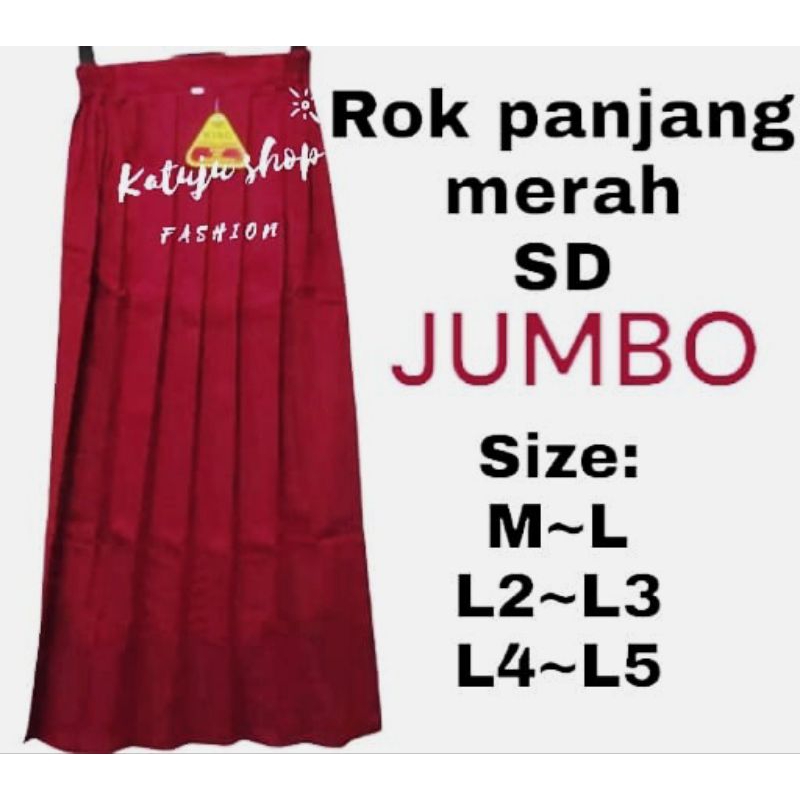 Jual Rok panjang merah seragam sekolah SD ukuran JUMBO Rok merah ...