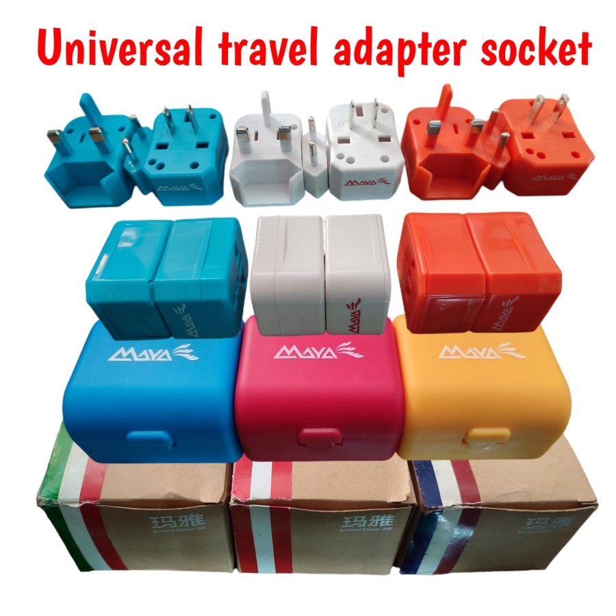 Jual stecker universal colokan listrik universal 3 colokan travel ...
