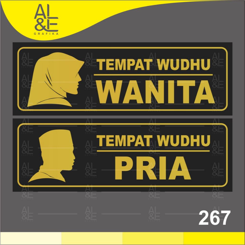 Jual 267 - Stiker Tempat Wudhu Pria dan Wanita, Gold, Sticker Vinyl ...