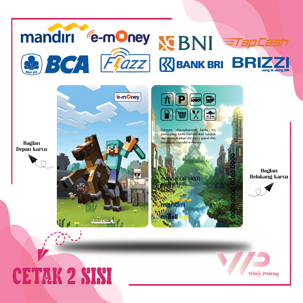 Jual KARTU EMONEY DESIGN ANIME GAME CHARACTERS MINECRAFT LEGO GAME E ...