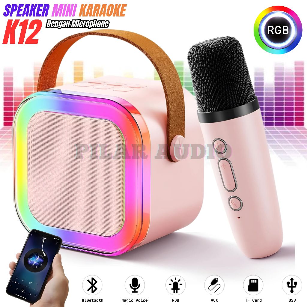 Jual Speaker Bluetooth Plus Mic K12 | Bluetooth Mini Speaker Karaoke ...