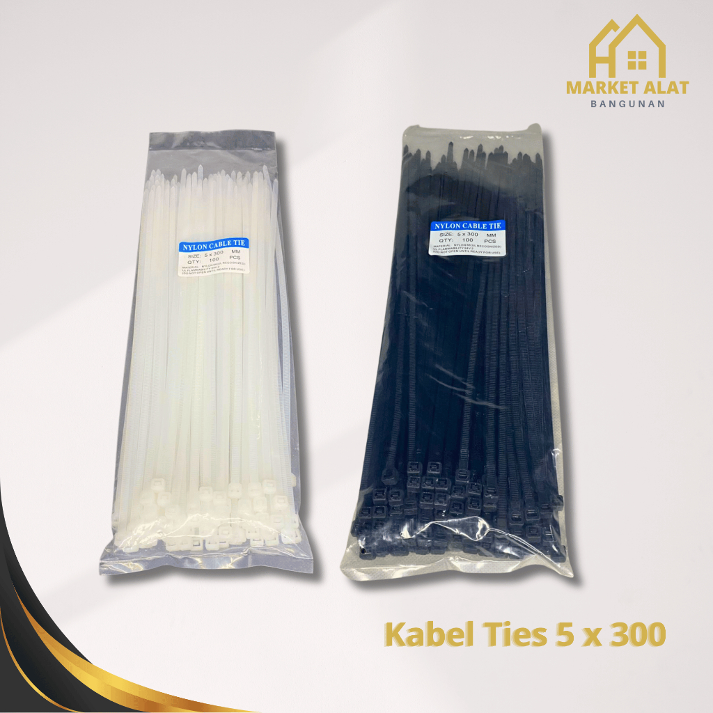 Jual Kabel Ties 5 x 300 mm 30 cm PUTIH & HITAM isi 100 PCS / Kabel Tie Tis 300mm 30cm | Shopee ...