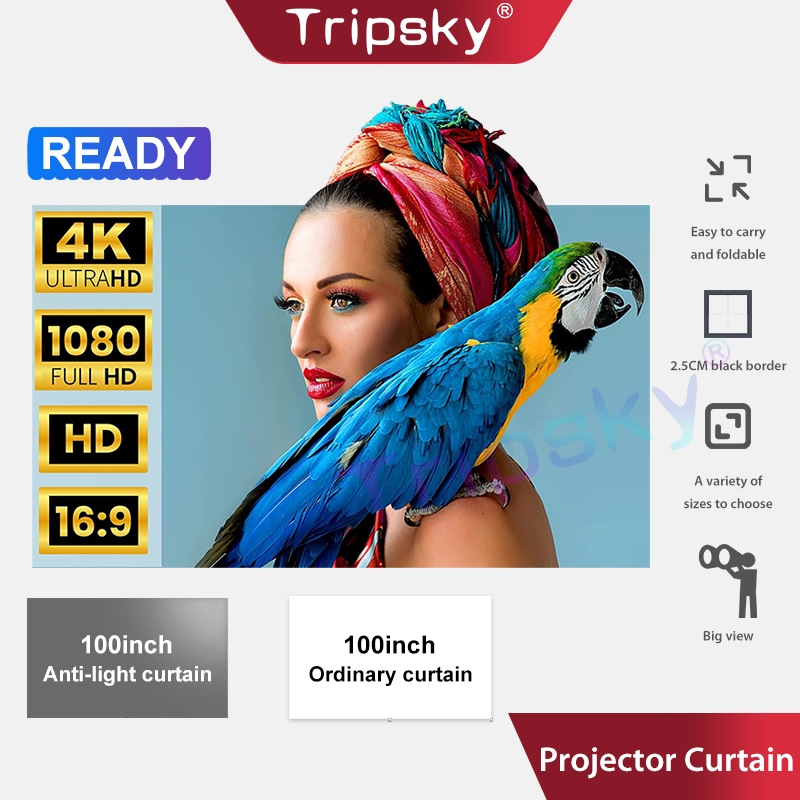 Jual Tripsky NEW Layar Dinding Proyektor Tahan Cahaya Layar Dinding ...