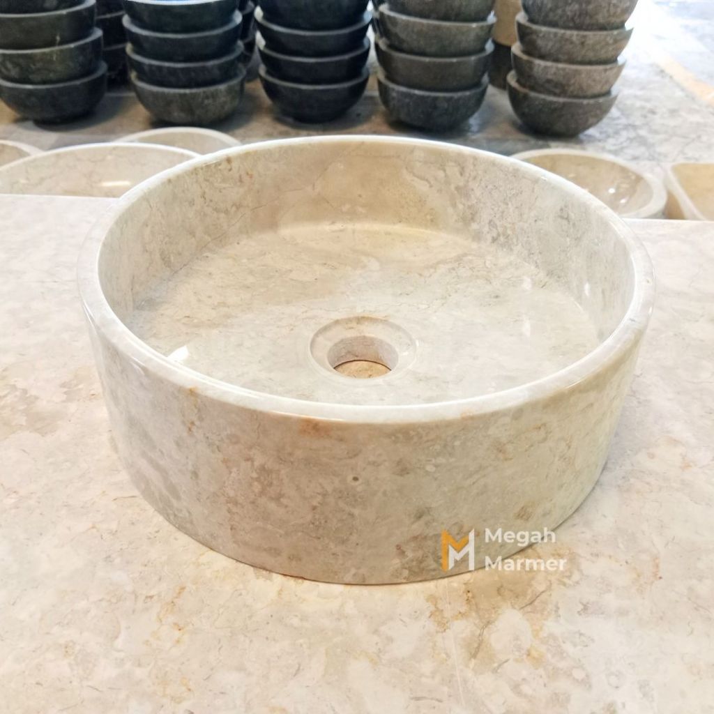 Jual Megah Marmer | Wastafel Marmer Bentuk Silinder Diameter 35cm ...