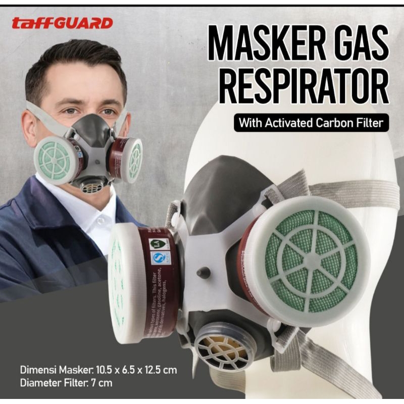 Jual Masker Gas respirator half face with activated carbon filter ...