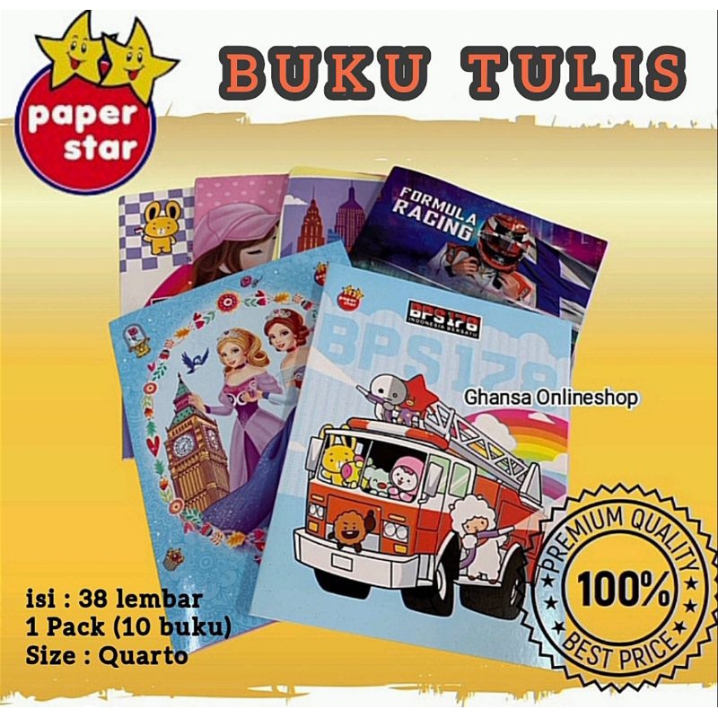Jual BUKU TULIS LUCU 38lembar/BUKU TULIS PAPER STAR 38lembar isi 10 ...