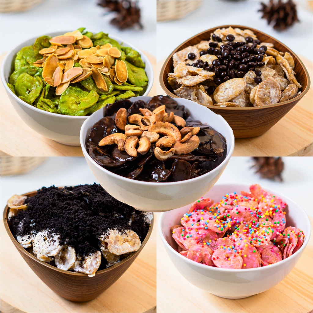 Jual KERIPIK PISANG LUMER Toping Coklat, Matcha, Strawberry, Tiramisu ...