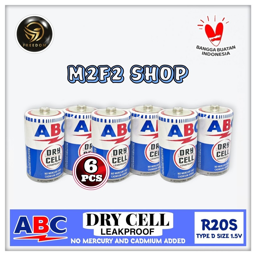 Jual Batu Baterai ABC Biru Dry Cell Ukuran Besar Type R20S IEC/UM-1/D ...