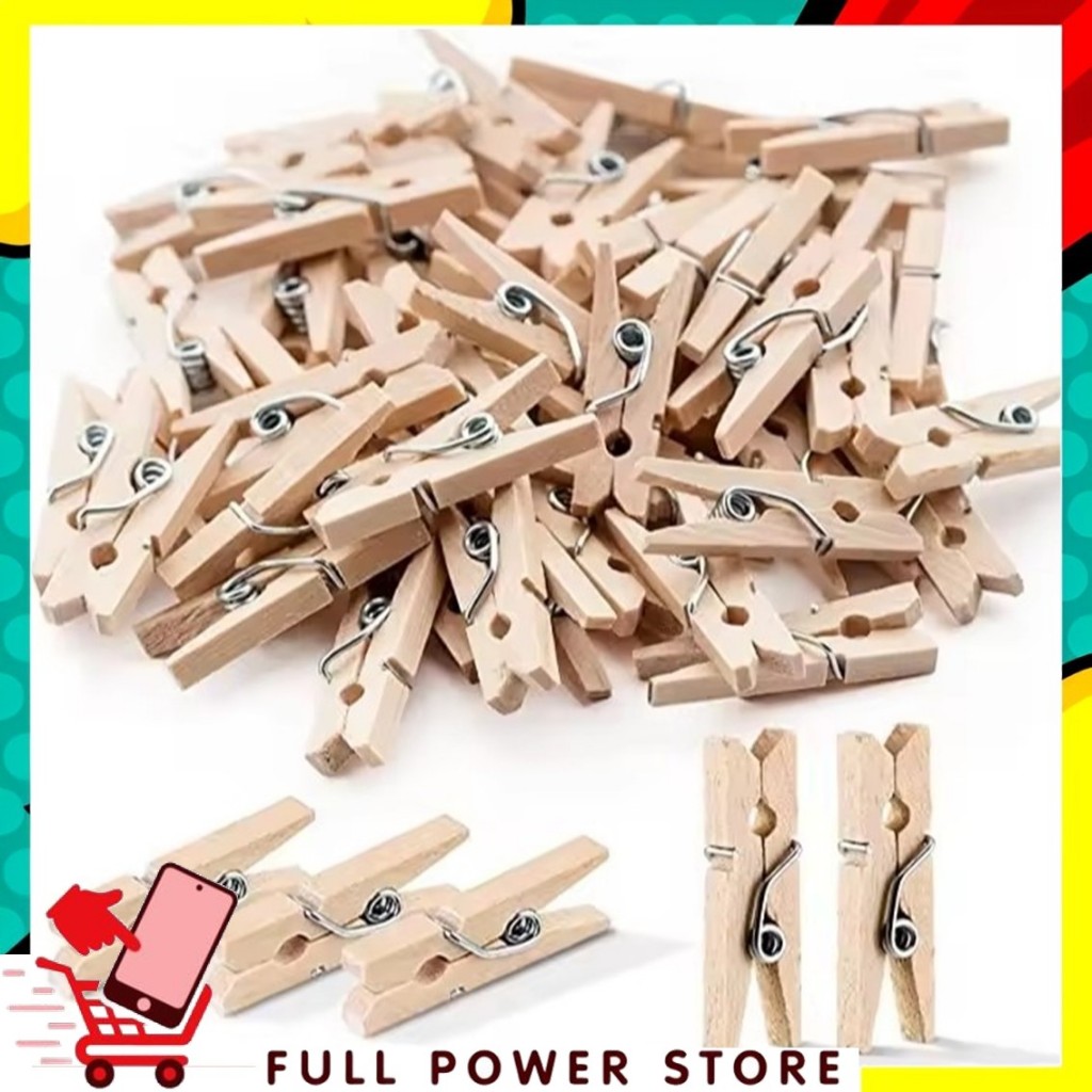 Jual Penjepit Foto Wooden Clip 35mm Isi 50Pcs Jepit Foto Kayu Polos 3 ...