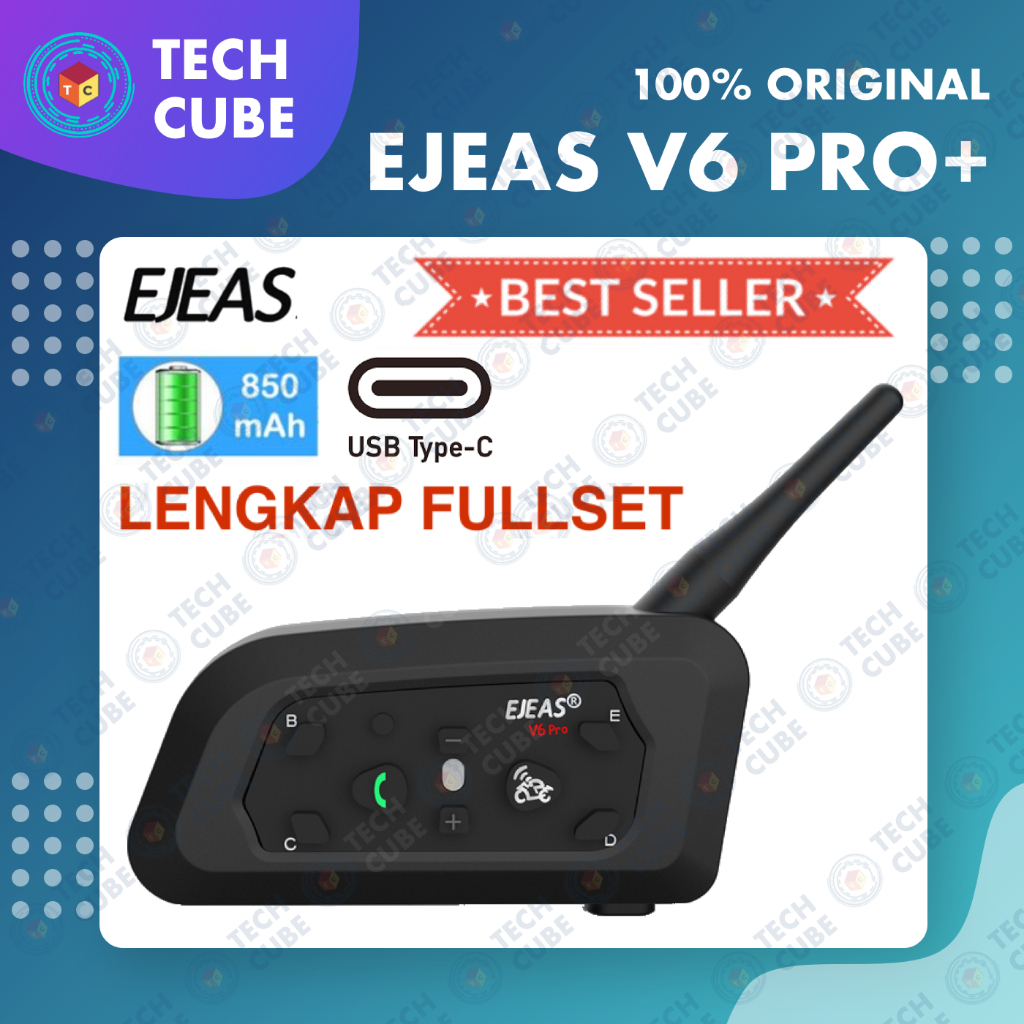 Jual EJEAS V6 Pro+ Plus Bluetooth Intercom Headset Type C Vnetphone Helm 6 Rider Helmet Upgrade ...