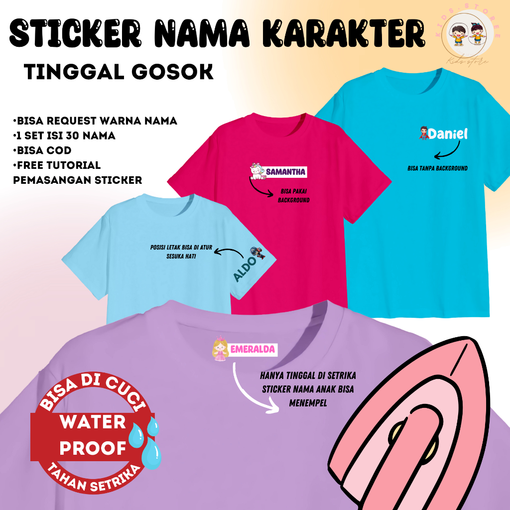 Jual kidsstore28 sehari jadi sticker label tempelan kain baju tag label ...