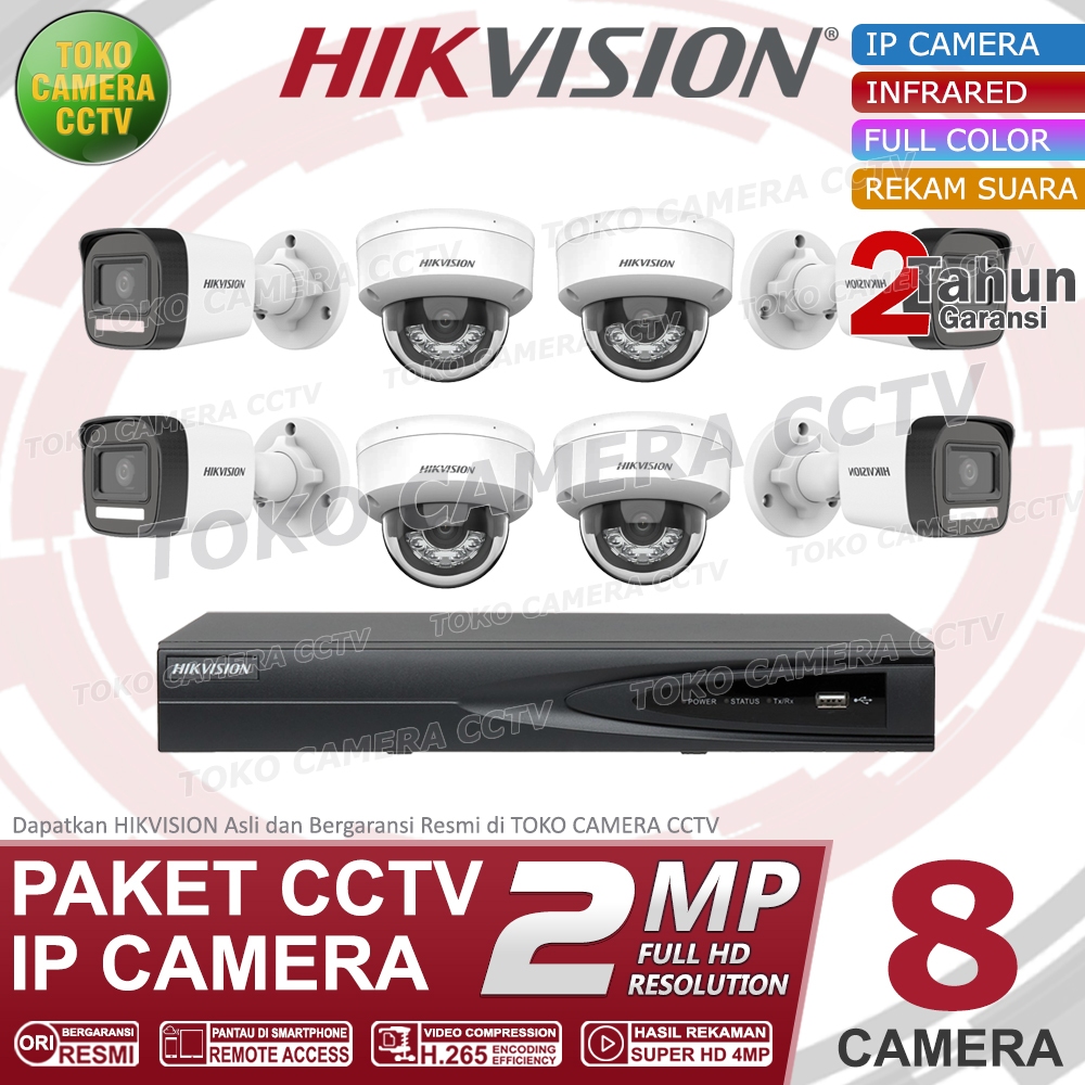 Jual PAKET CCTV IP CAMERA HIKVISION 2MP 8 CHANNEL 8CAMERA AUDIO ...