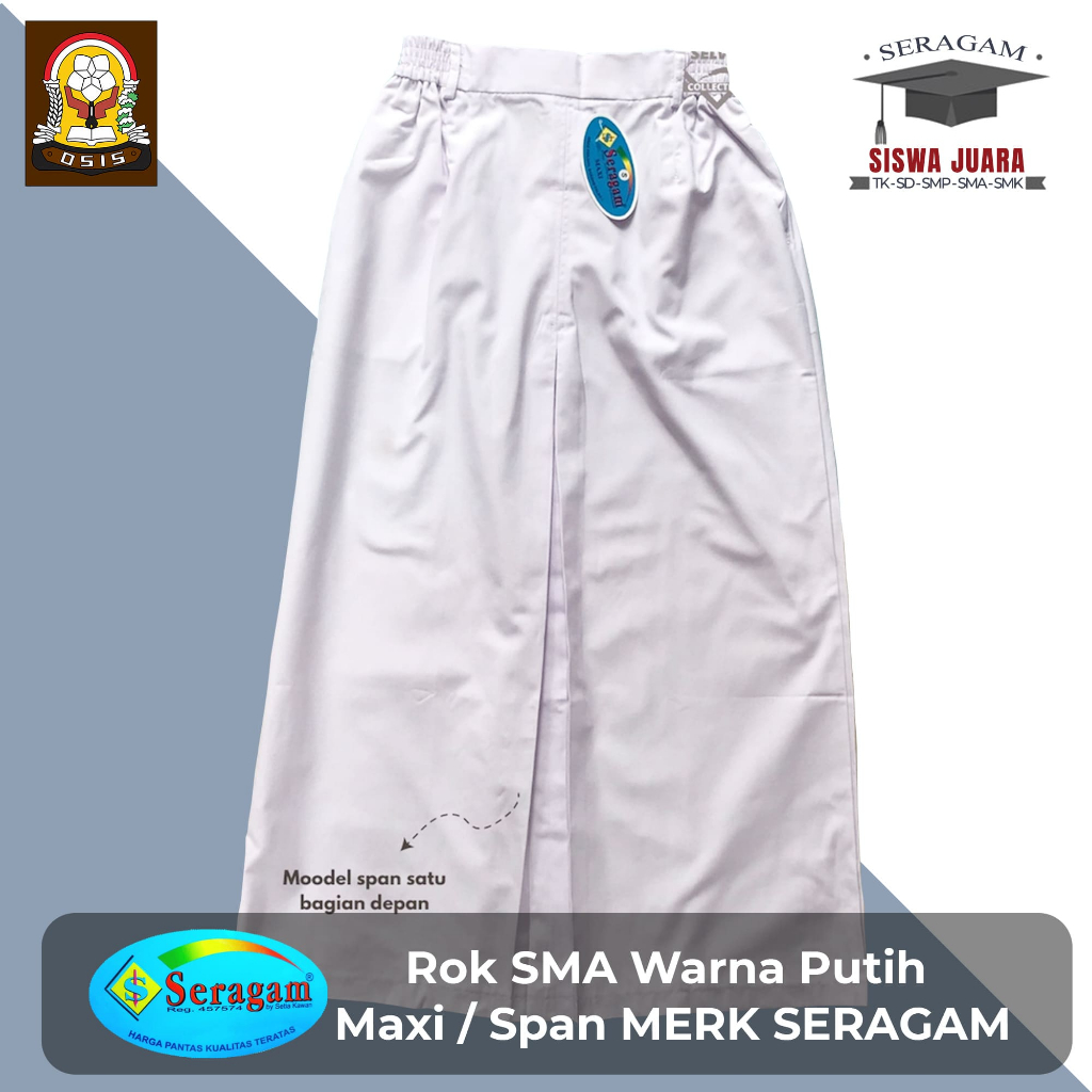 Jual ROK SMA "MAXI" SPAN SATU REMPEL BAGIAN DEPAN WARNA PUTIH MERK ...