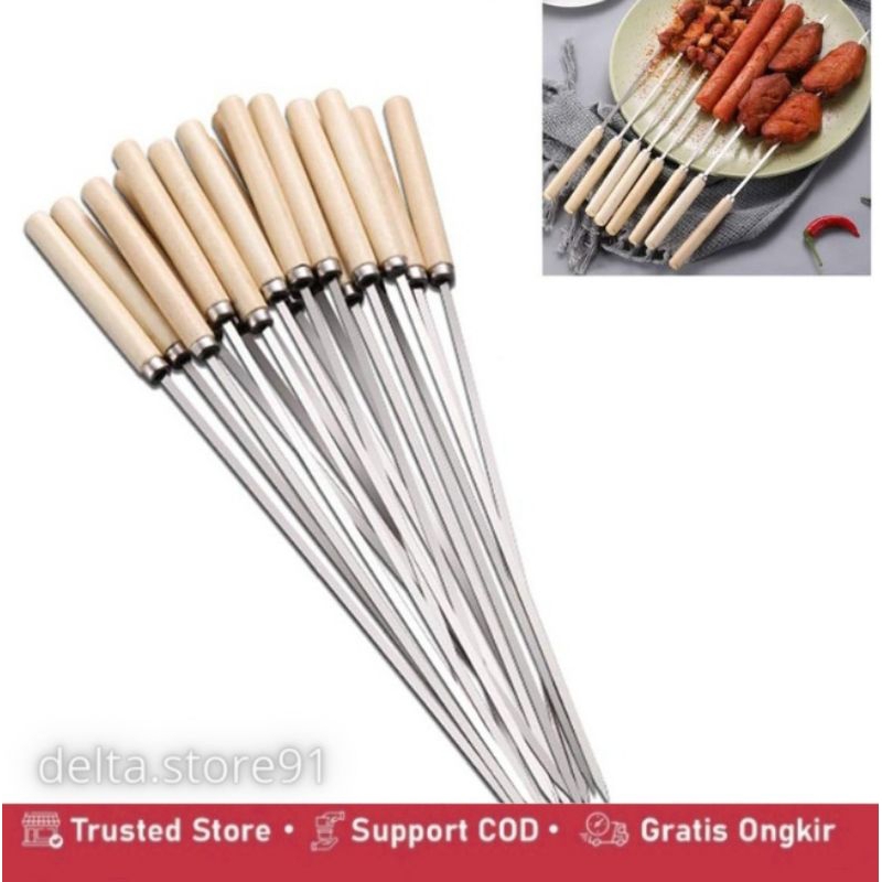 Jual Alat Tusuk Sate Barbeque Stainless Steel Reusable | Shopee Indonesia