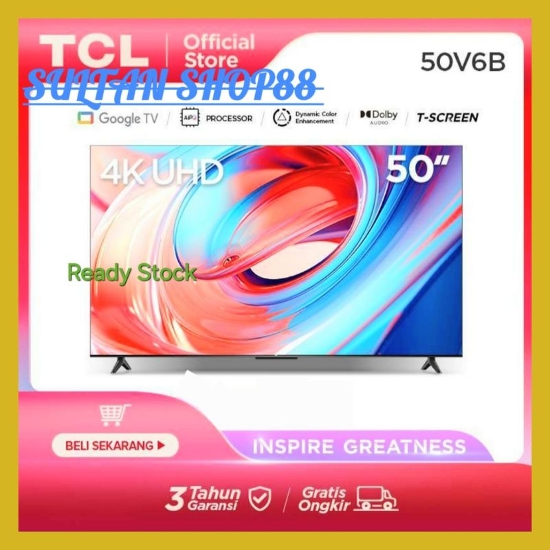 Jual TCL LED TV 50V6B GOOGLE TV 50 INCH 4K UHD T-SCREEN HDR 10 DOLBY ...