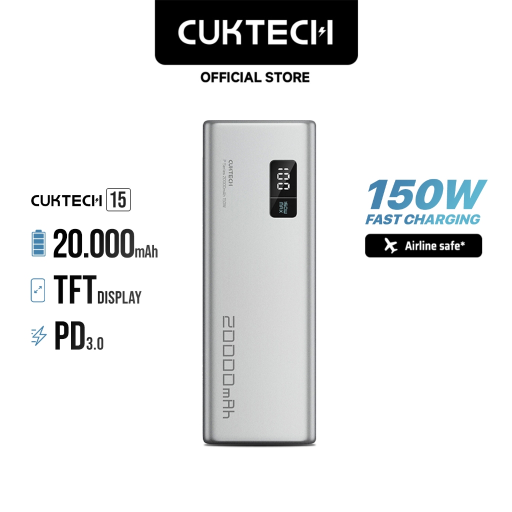 Jual Cuktech 15 Power Bank 20000mAh 150W USB Type-C Fast Charging ...