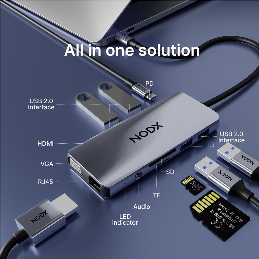 Jual NODX Xport Pro USB HUB 11 In 1 USB Type-C | Shopee Indonesia
