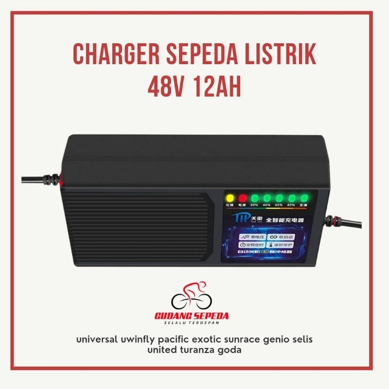 Jual Charger Sepeda Listrik 48v 12ah Cas Uwinfly Goda Pacific Exotic Sunrace Selis Genio United ...