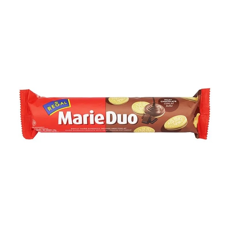 Jual REGAL Marie Duo ROLL Biskuit Marie Sandwich dengan KRIM COKELAT ...
