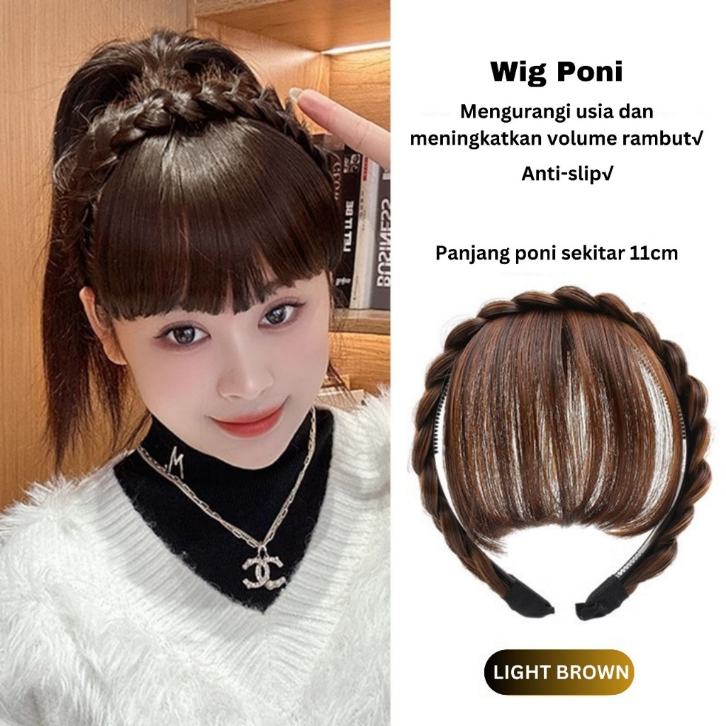 Jual Wig Poni Rambut Palsu Model Tulang Ikan / Bando Kepang berponi ...