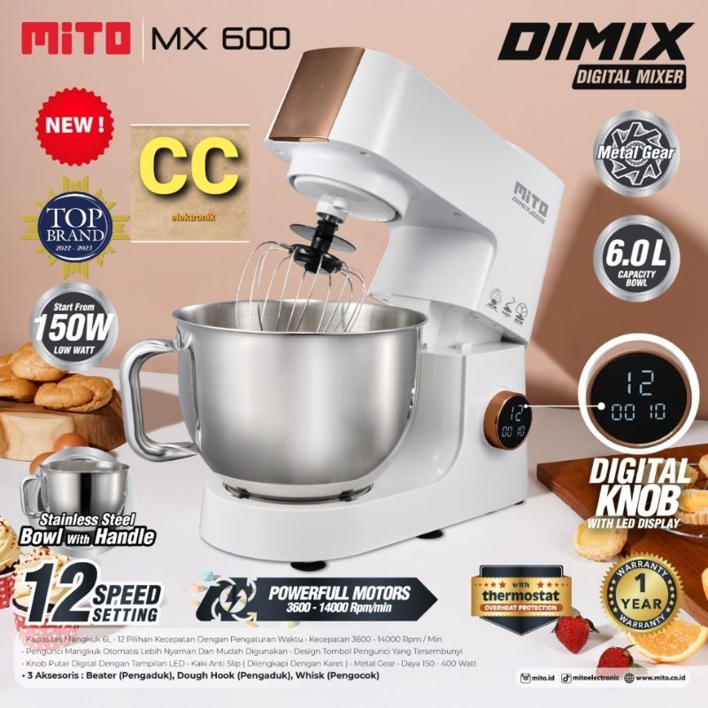 Jual Mixer roti MITO MX600 6 liter - standing PICO mixer MX600 jumbo ...