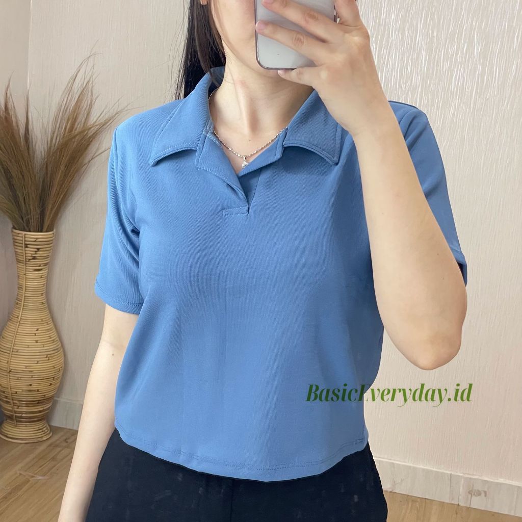 Jual BasicEveryday Basic Polo Crop Top Wanita Baju Polo Shirt BE01 | Shopee Indonesia