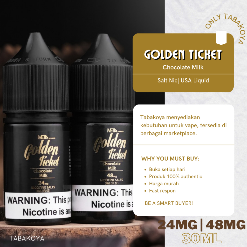 Jual Liquid Golden Ticket Chocolate Milk Salt Nic 30ML Saltnic Original ...