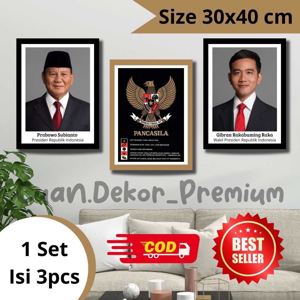 Jual Gambar Foto Poster Presiden Dan Wakil Indonesia Prabowo Gibran Terbaru 2024 Ukuran 30x40cm ...