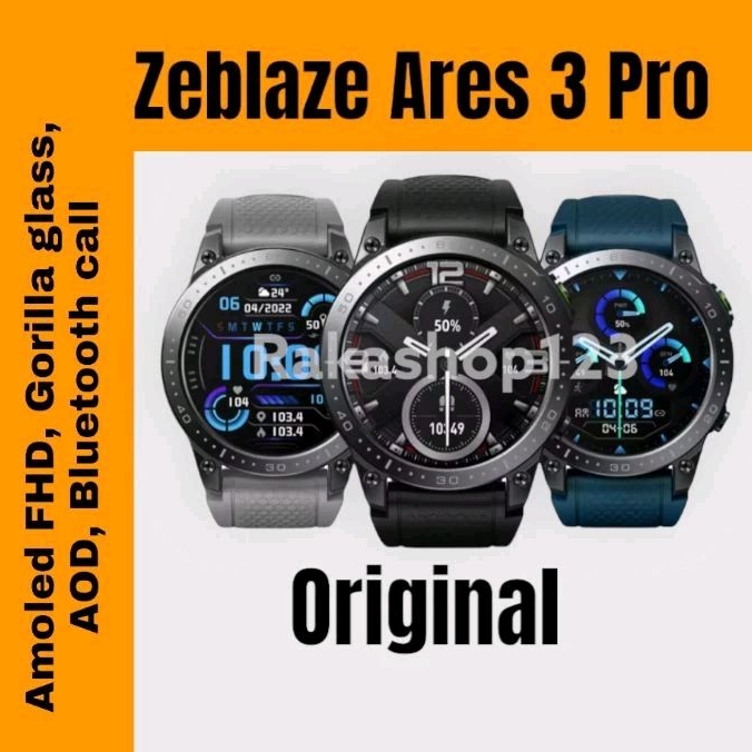 Jual Zeblaze ARES 3 Pro Smart watch, AMOLED Ultra HD, AOD, Bluetooth ...
