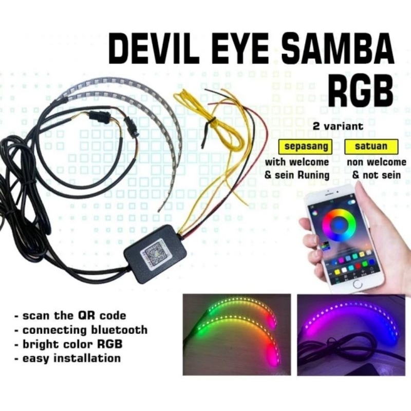 Jual Devil Eye LED RGB 360 22 LED MATRIX WELCOME LIGHT PREMIUM / Demon ...