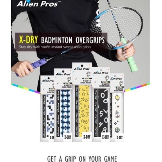 Jual Pusat Belanja Grip Badminton Tenis Alien Pros type X Dry Plus ...