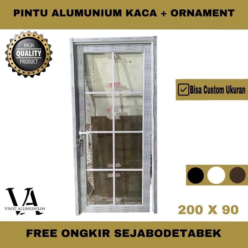 Jual Pintu Alumunium Kaca + Ornament 200x90 | Shopee Indonesia