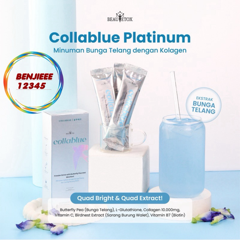 Jual COLLABLUE COLLAGEN DRINK by Beautetox minuman bubuk bunga telang ...