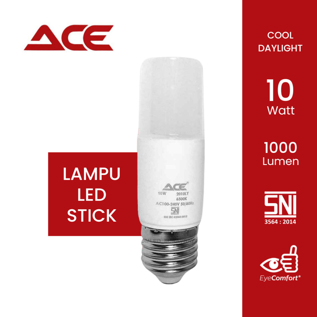 Jual ACE Lampu LED Stick Bulb 10 Watt / Cahaya Putih | Shopee Indonesia