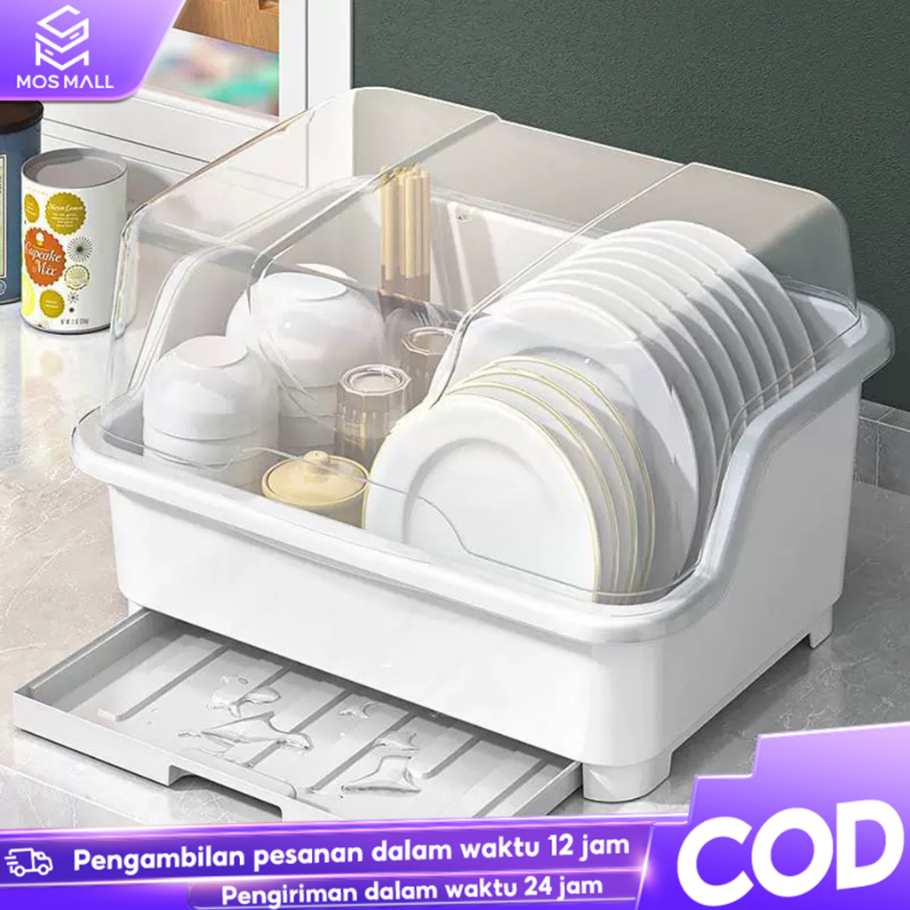 Jual [RAK PIRING BESAR] Rak Piring Plastik Rak Pengering Piring Rak piring tertutup / Sendok Rak ...