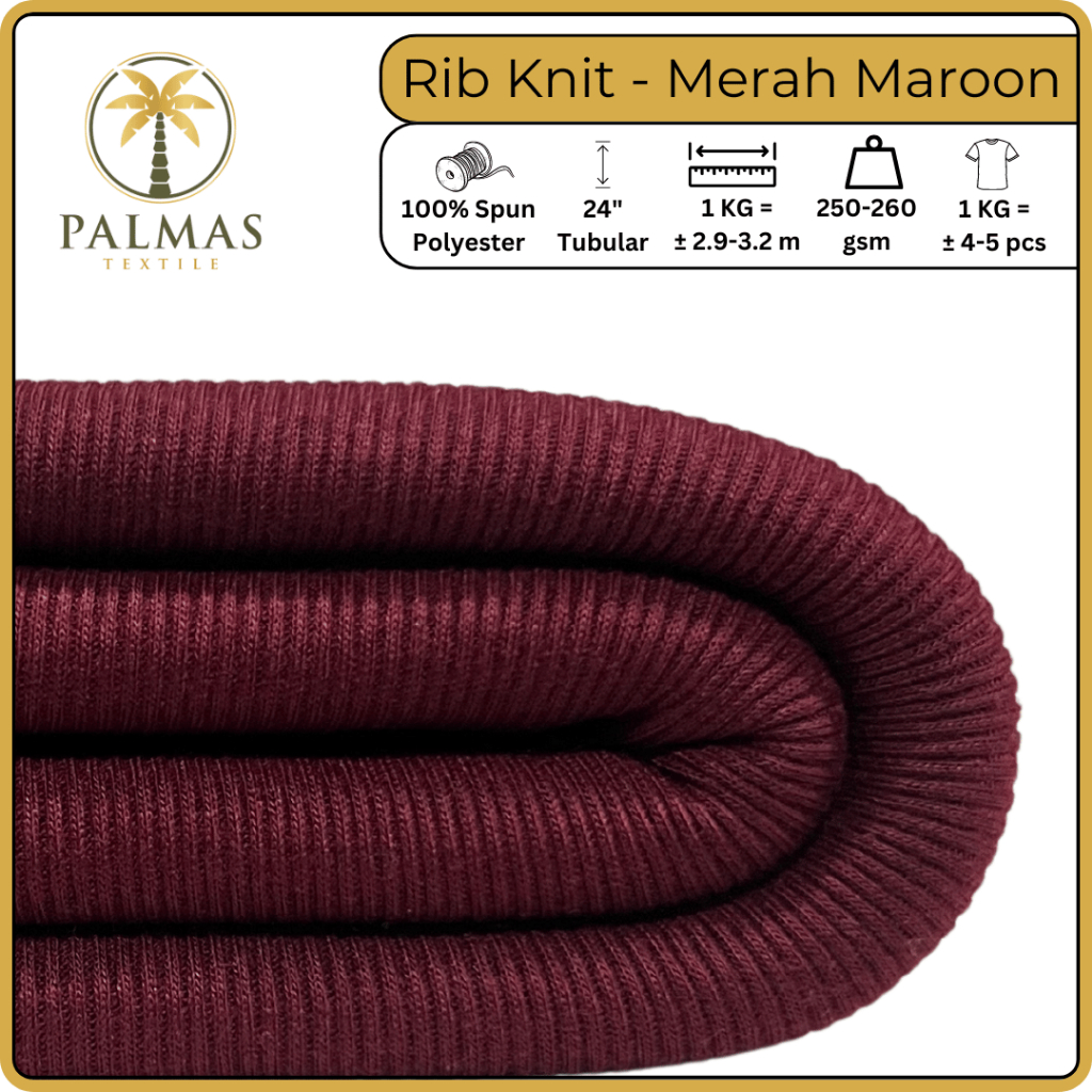 Jual Kain Rib Knit - Merah Maroon (Bahan Kaos) | Shopee Indonesia