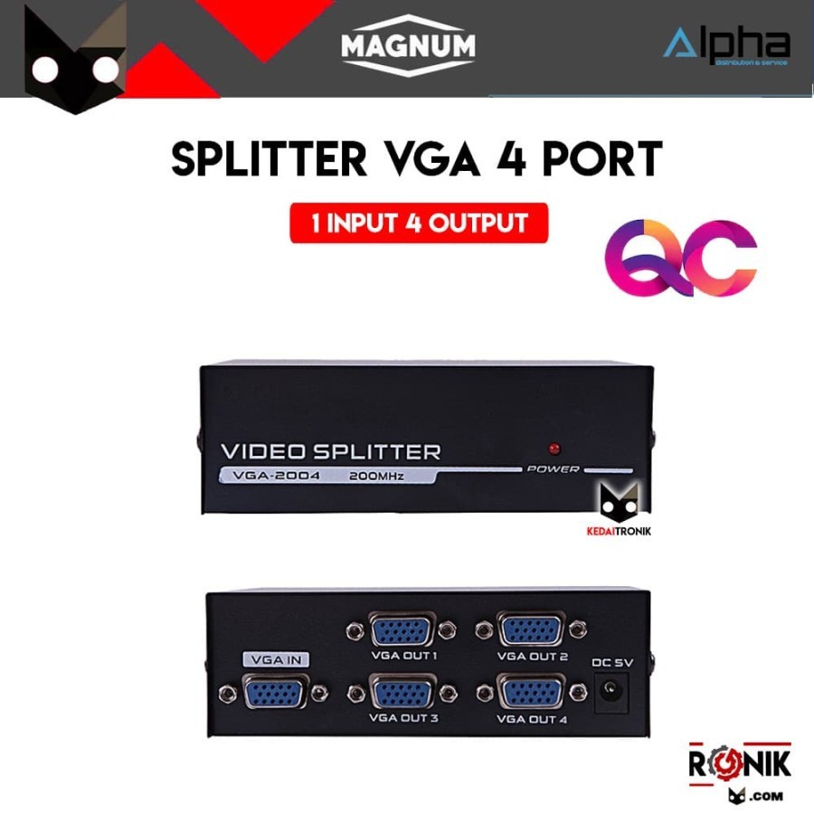 Jual Splitter VGA 4 Port MAGNUM + Adaptor 1-4 Pembagi Layar 15 Pin D Sub 4P - Gatotkaca ...