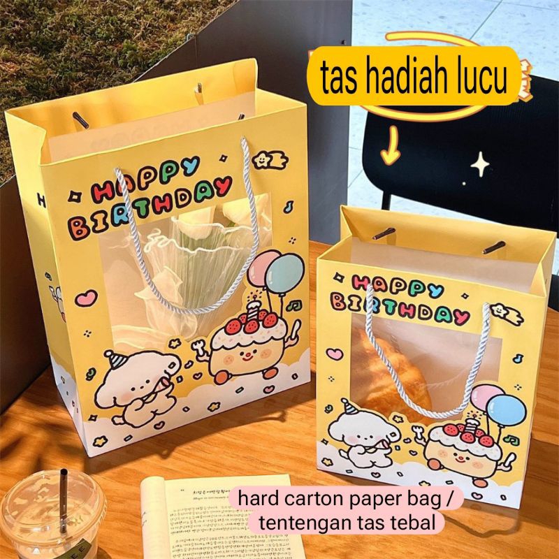 Jual Paper bag Mika Transparant Ulang Tahun Lucu / Goodie Bag Kantong ...