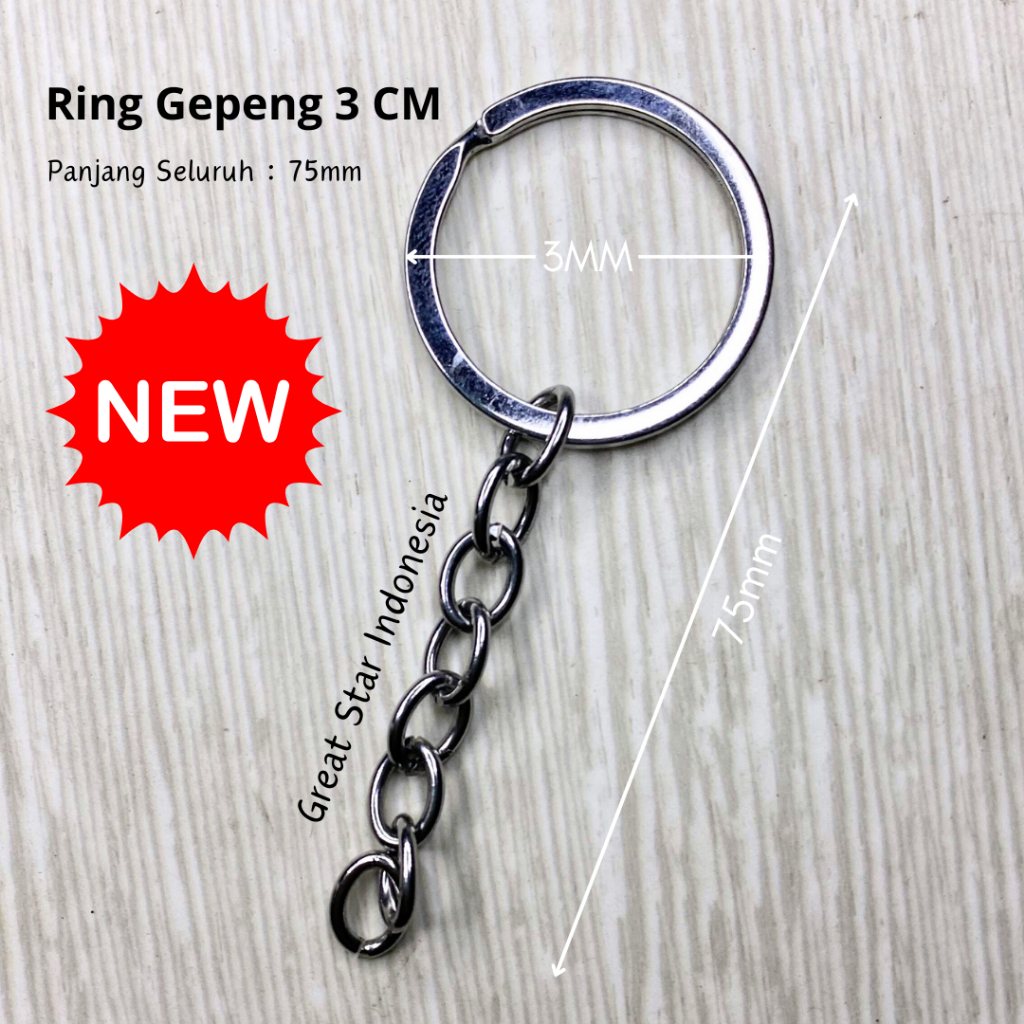 Jual RING GEPENG+Rantai+RING O/gantungan kunci tebal/ ±100 Pcs/pak ...