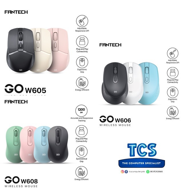 Jual Mouse Wireless Office Fantech W608/W606/W605 GO Series Laptop/Desktop | Shopee Indonesia