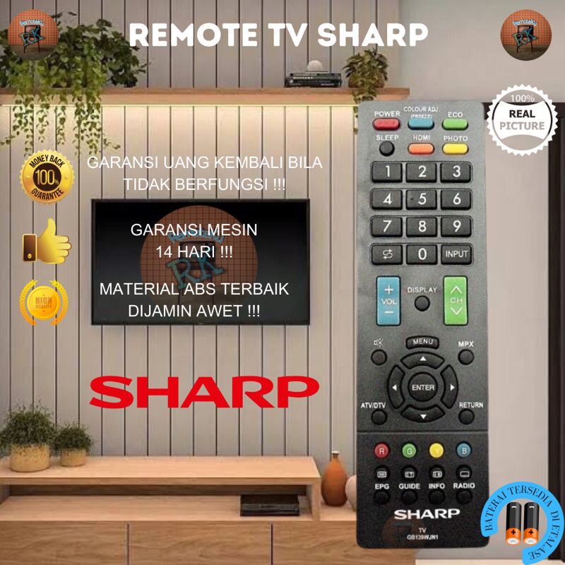 Jual Remot Remote TV Sharp LCD/LED/Slim/Tabung original pabrik | Shopee ...